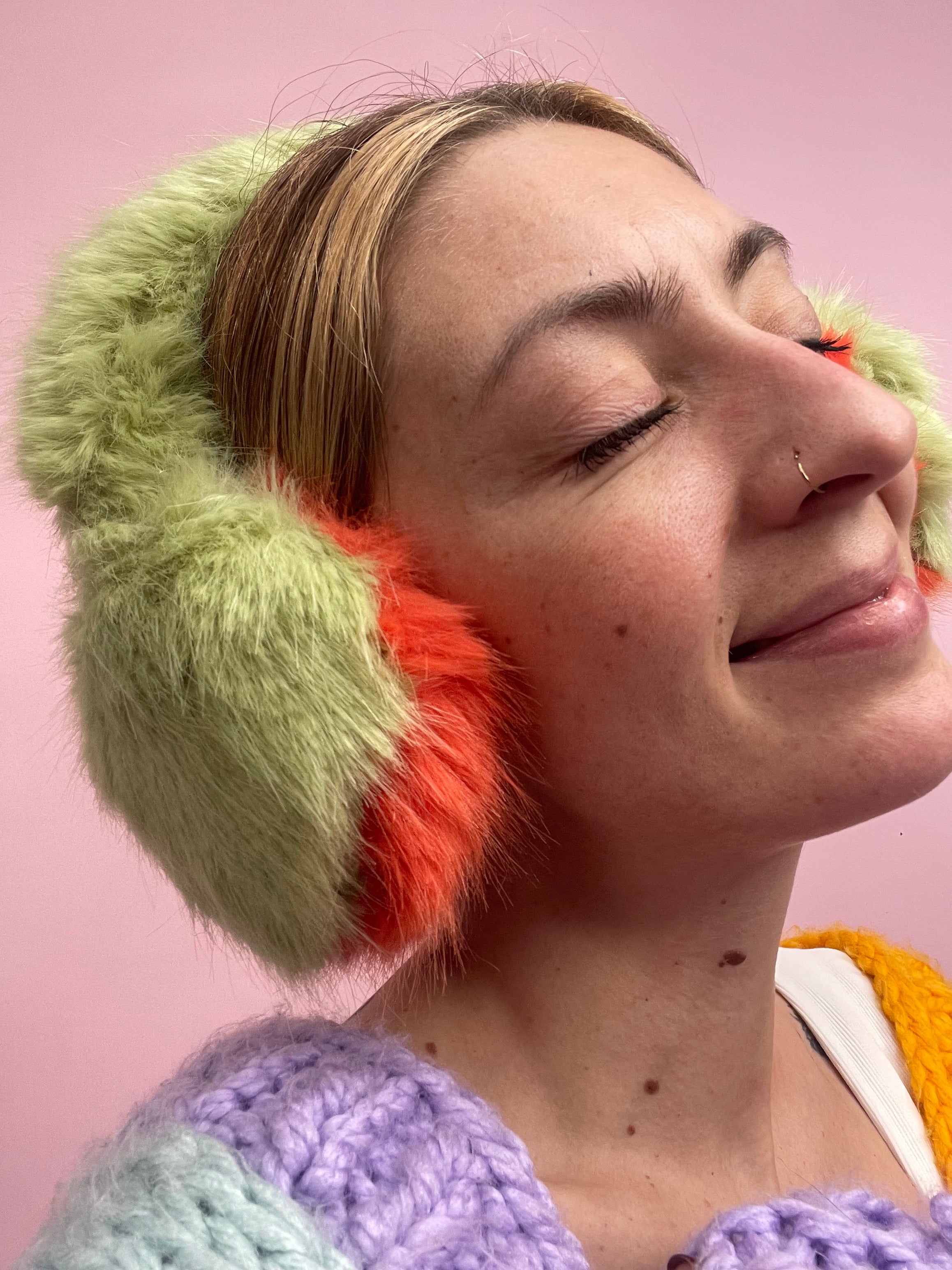 Tangerine & Pistachio Faux Fur Ear Fluffs – The Snuggle City Store